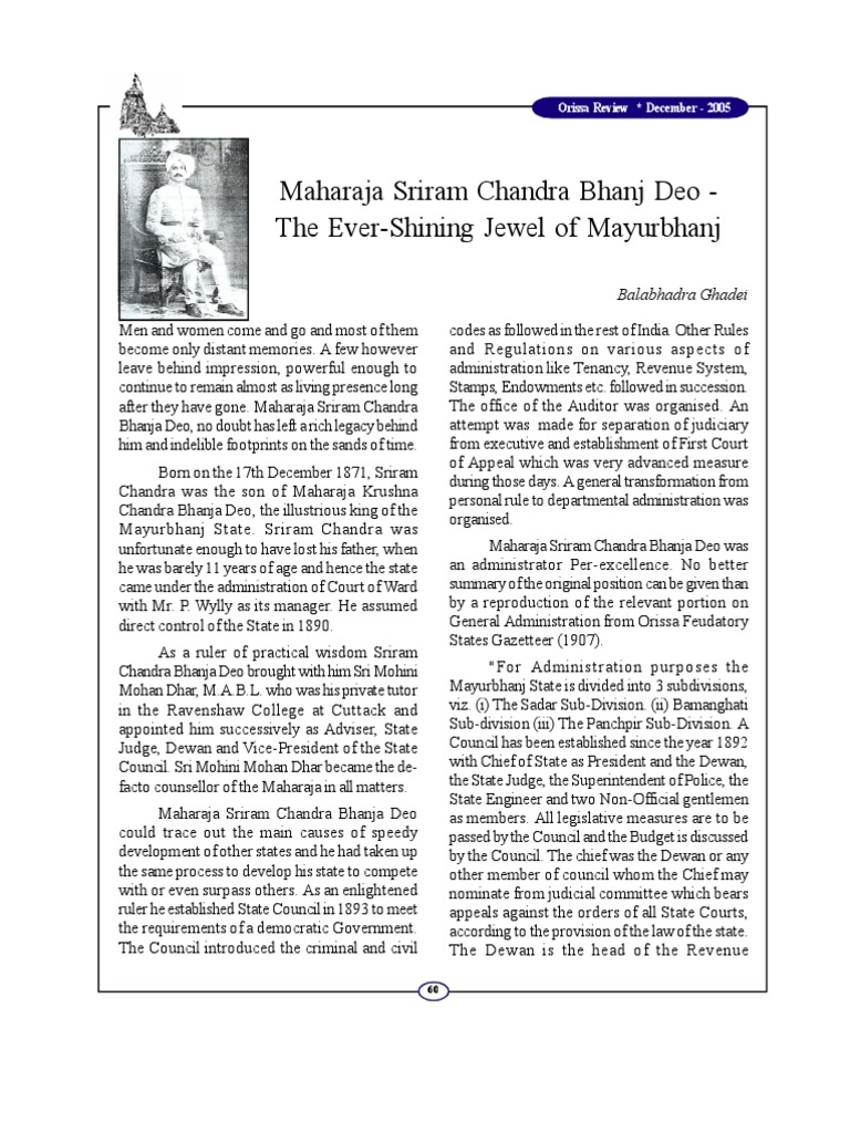 Maharaja Sriram Chandra Bhanja Deo Mayurbhanj | PDF | Judiciaries | Judge