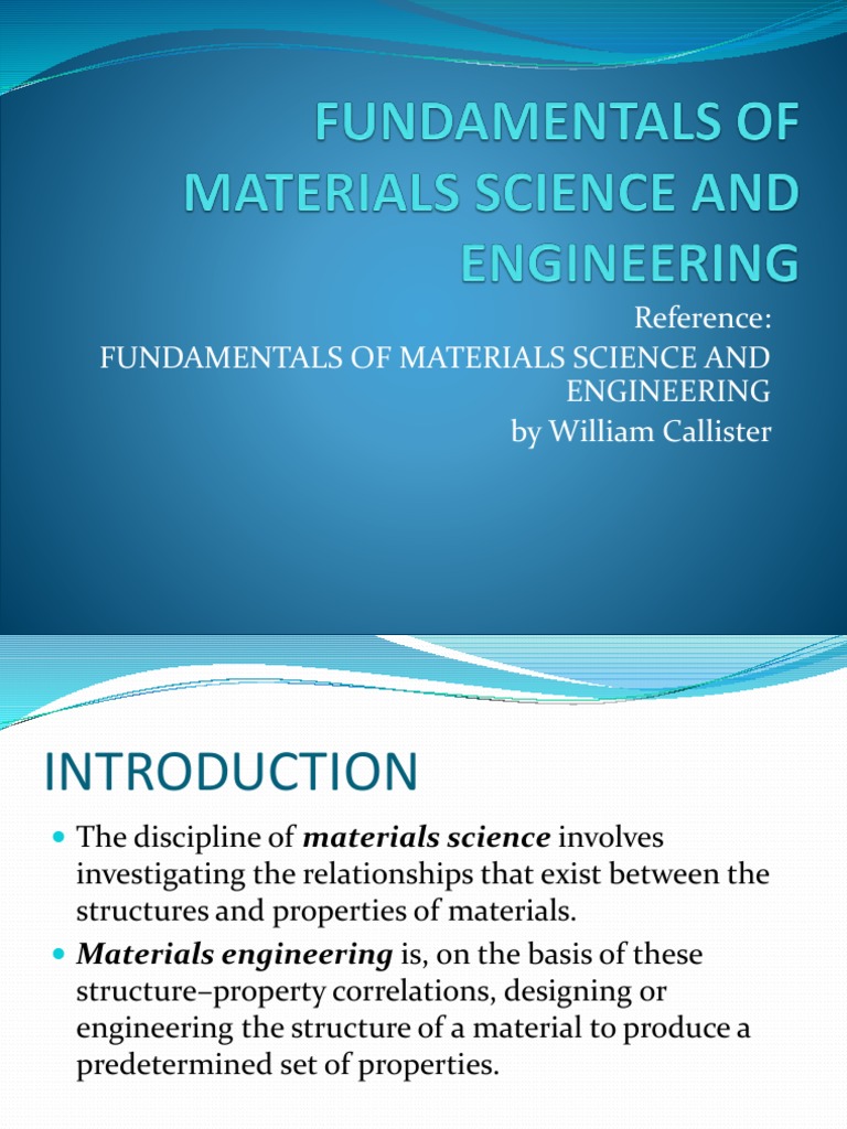 Fundamentals of Materials Science | PDF | Materials Science | Chemical ...