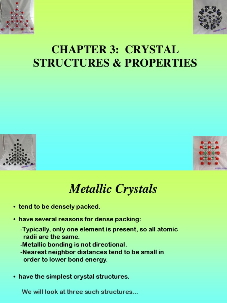 Chapter 3: Crystal Structures & Properties | Download Free PDF | Crystal | Crystallite