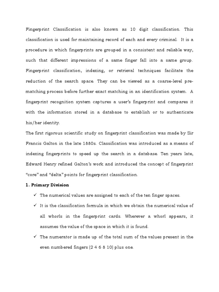 Classification of Fingerprint | PDF | Fingerprint | Information Science