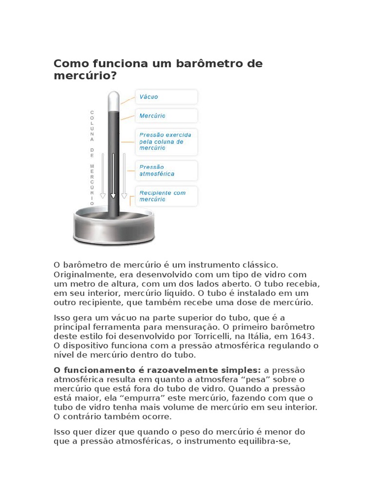 Como funciona um barômetro de mercúrio?: O funcionamento é ...