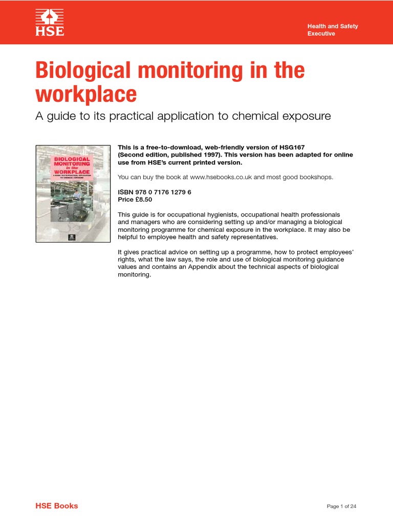Biological Monitoring in The Workplace - hsg167 PDF | PDF ...