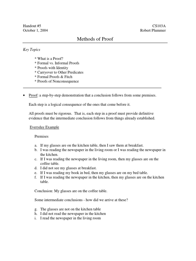 Methods of Logical Proof: An Overview of Formal and Informal Proof ...