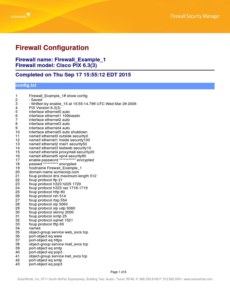 Firewall Configuration | PDF | File Transfer Protocol | Transmission Control Protocol