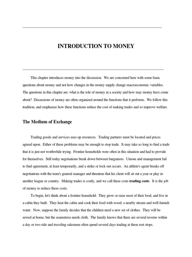 Introduction To Money: The Medium of Exchange | PDF | Fiat Money | Money