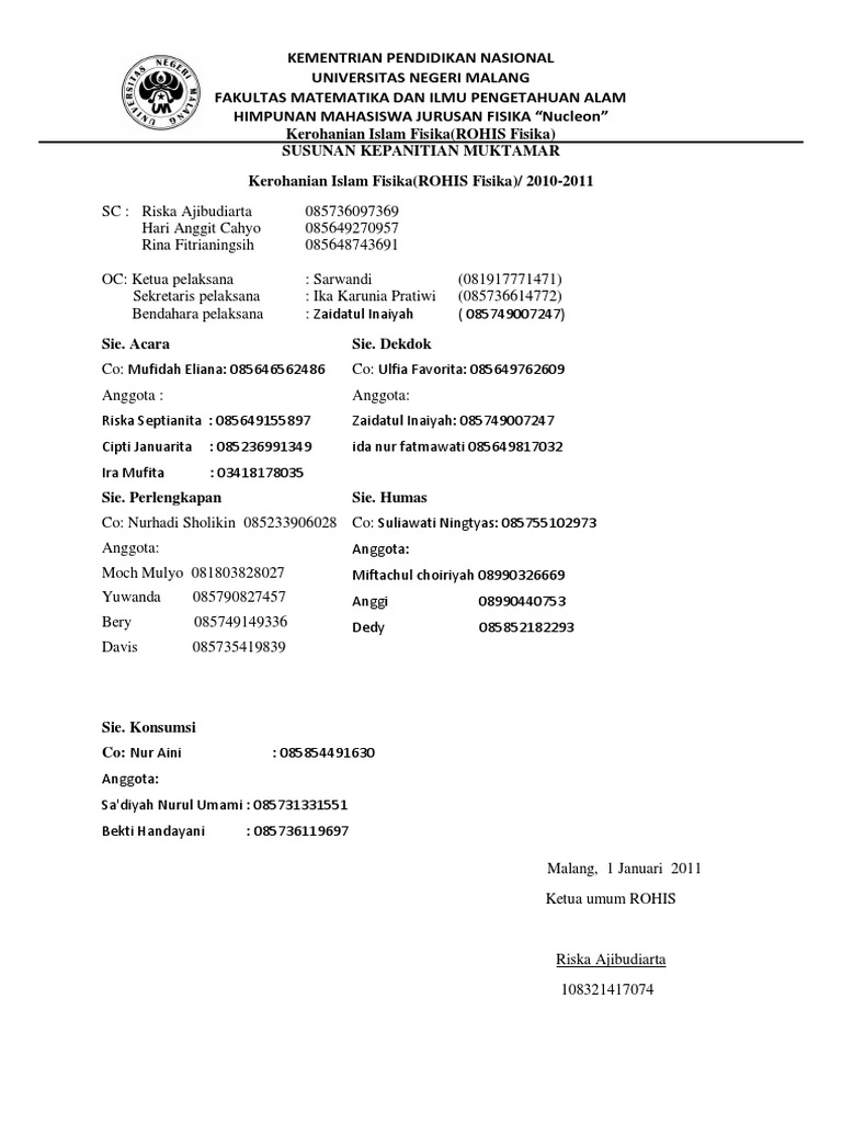 SK Kepengurusan Muktamar Rohis | PDF | Kesehatan Holistik