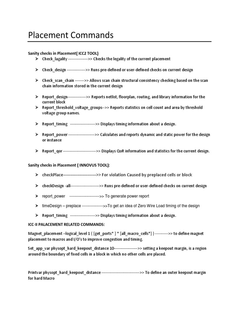 Placement, Tool Commands | PDF | Electromagnetism | Electrical Engineering