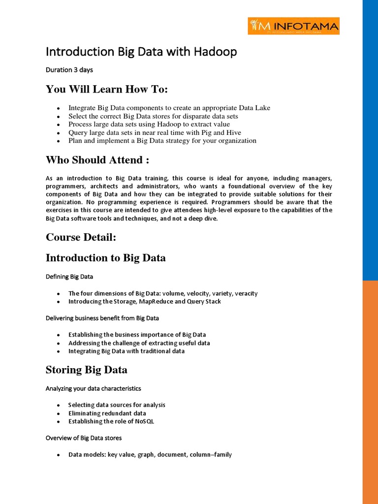Introduction Big Data With Hadoop: You Will Learn How To | PDF | Apache ...