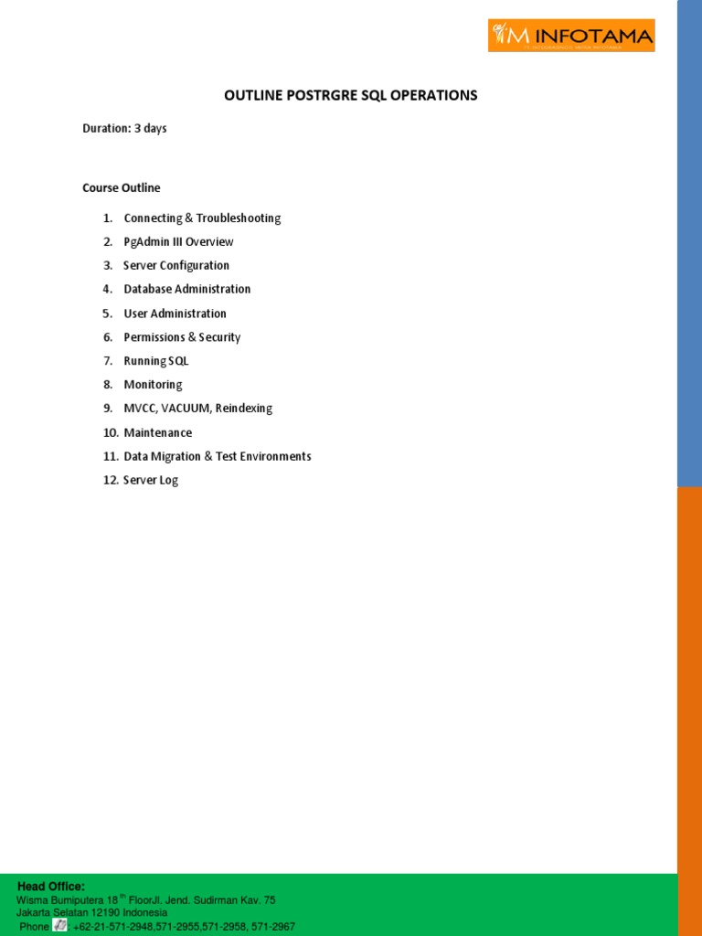 Outline Postrgre SQL Operations | PDF