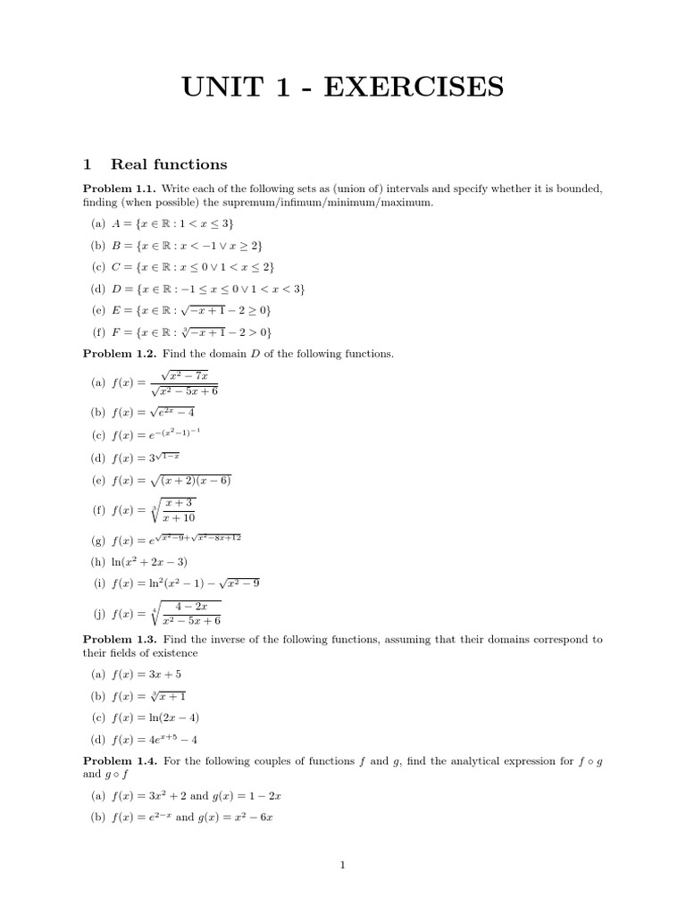 Analyzing Real Functions Domains Ranges Increasing Decreasing Intervals And Inverses Pdf