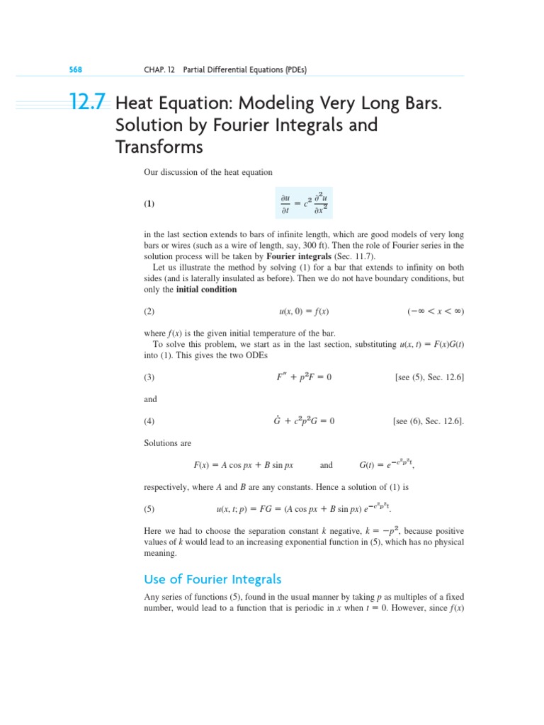 Heat Equation: Modeling Very Long Bars. Solution by Fourier Integrals ...