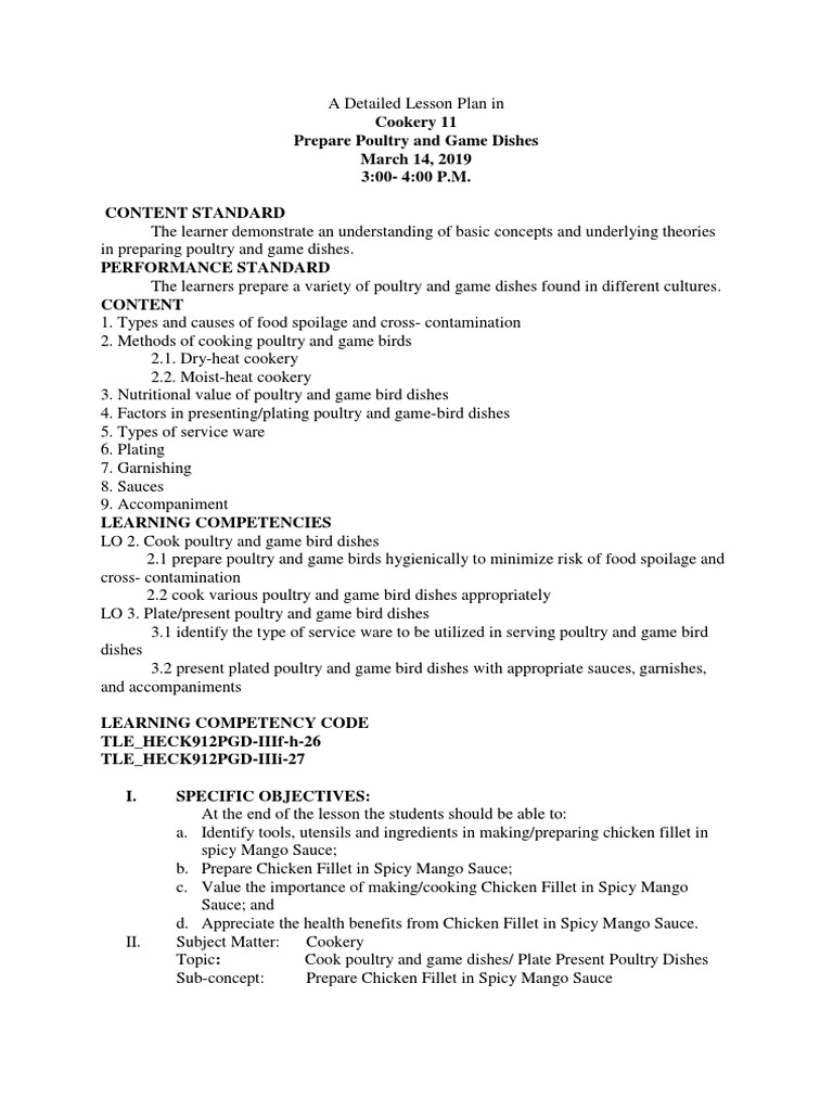 Poultry Dish Lesson PLan | PDF | Thai Cuisine | Chili Pepper