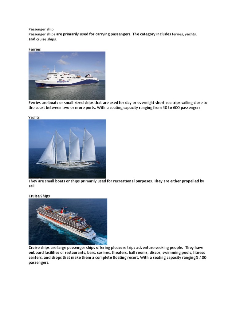 Types of Passenger Ships Explained | PDF | History