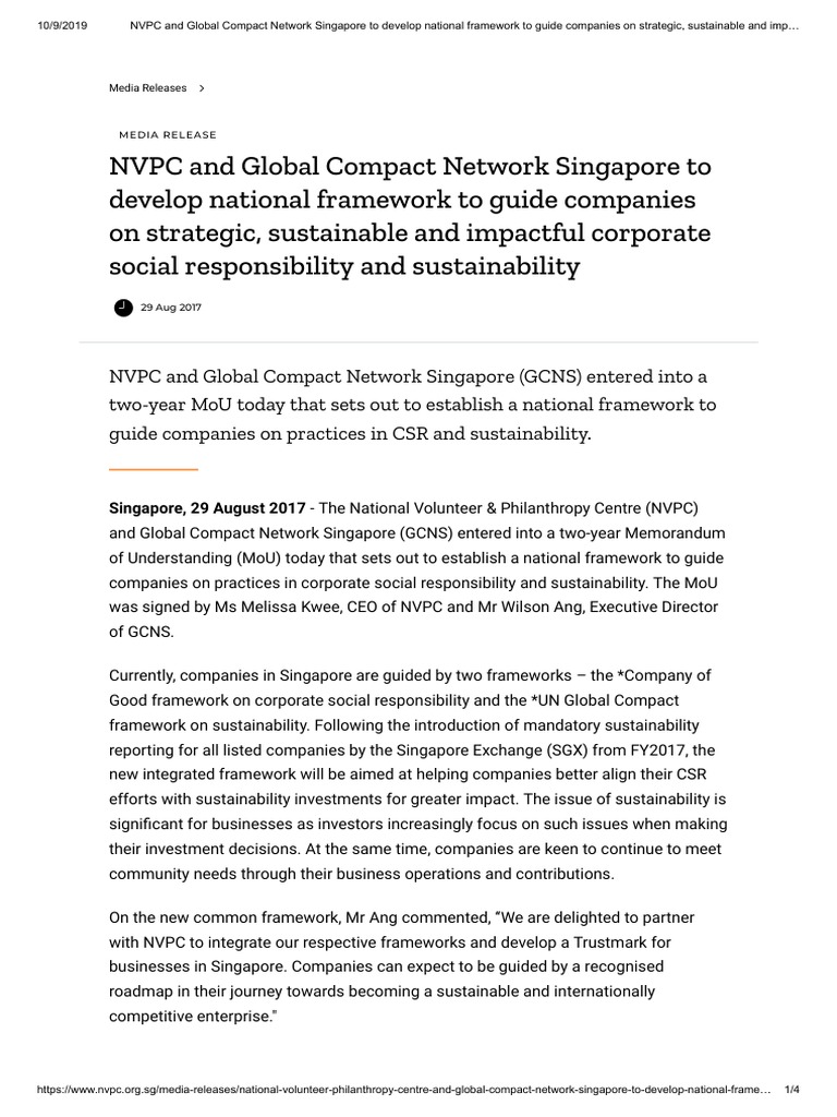2017 NVPC and Global Compact Network Singapore | PDF | Corporate Social ...