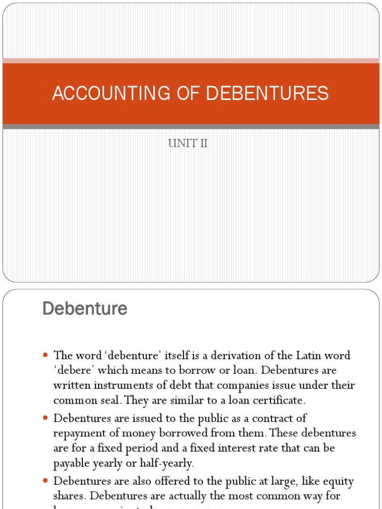 Understanding Debentures in Accounting | PDF | Debenture | Interest