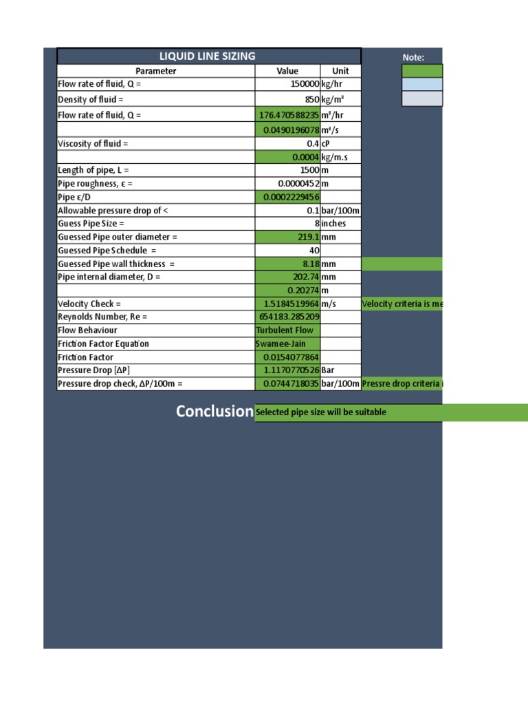 Line Sizing Spreadsheets-General | PDF | Pipe (Fluid Conveyance ...