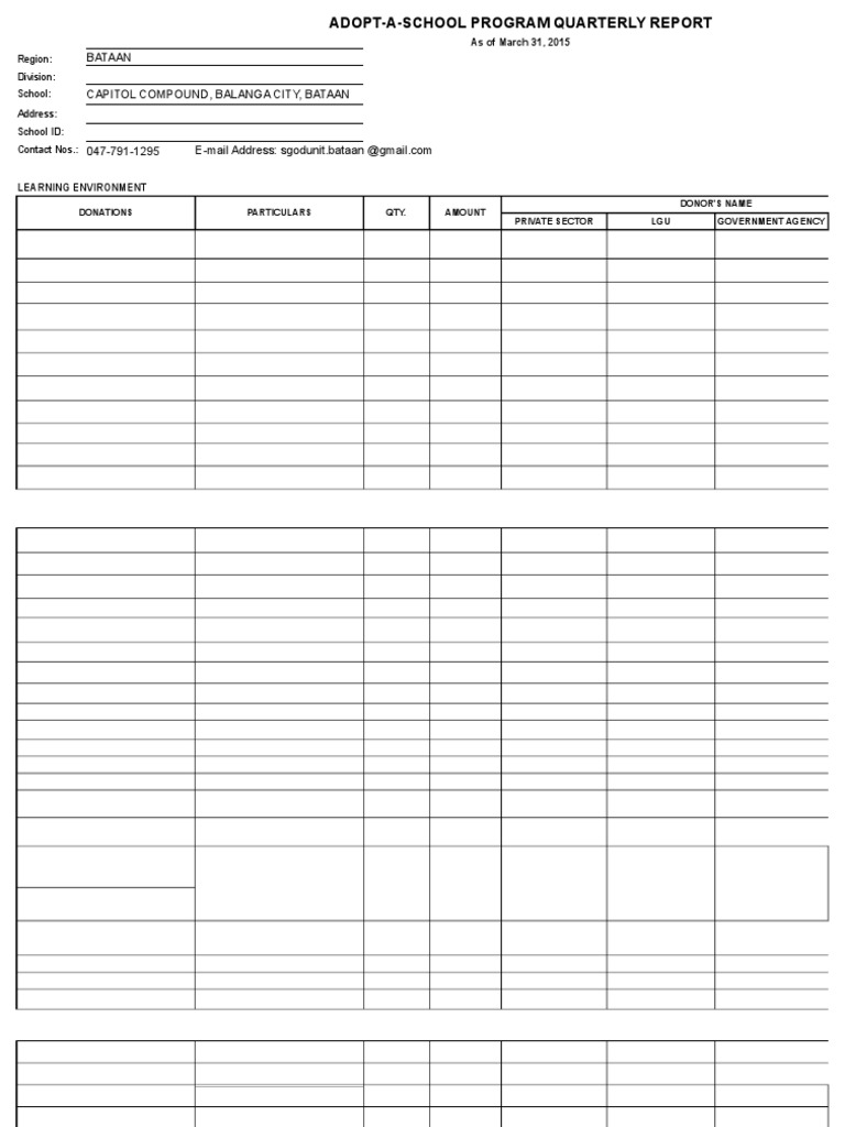 Aspsch - Form 01: Adopt-A-School Program Quarterly Report | PDF