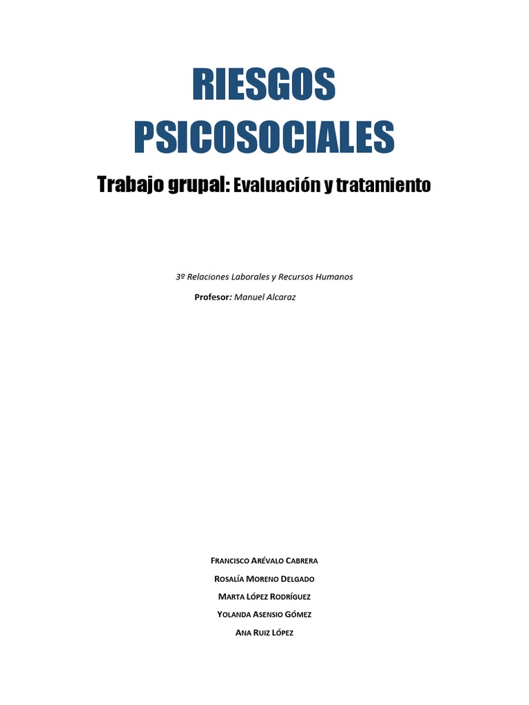 Informe Riesgos Psicosociales | PDF | Sicología | Conceptos psicologicos