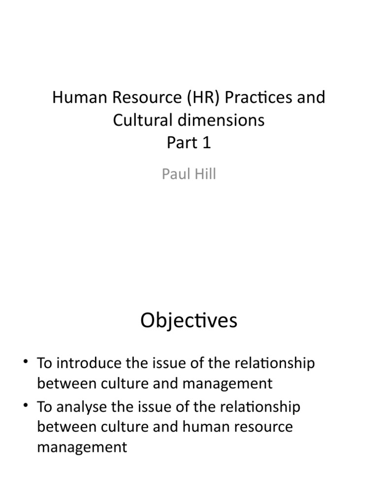 Cultural Dimensions of Human Resource Management: A Comparative ...
