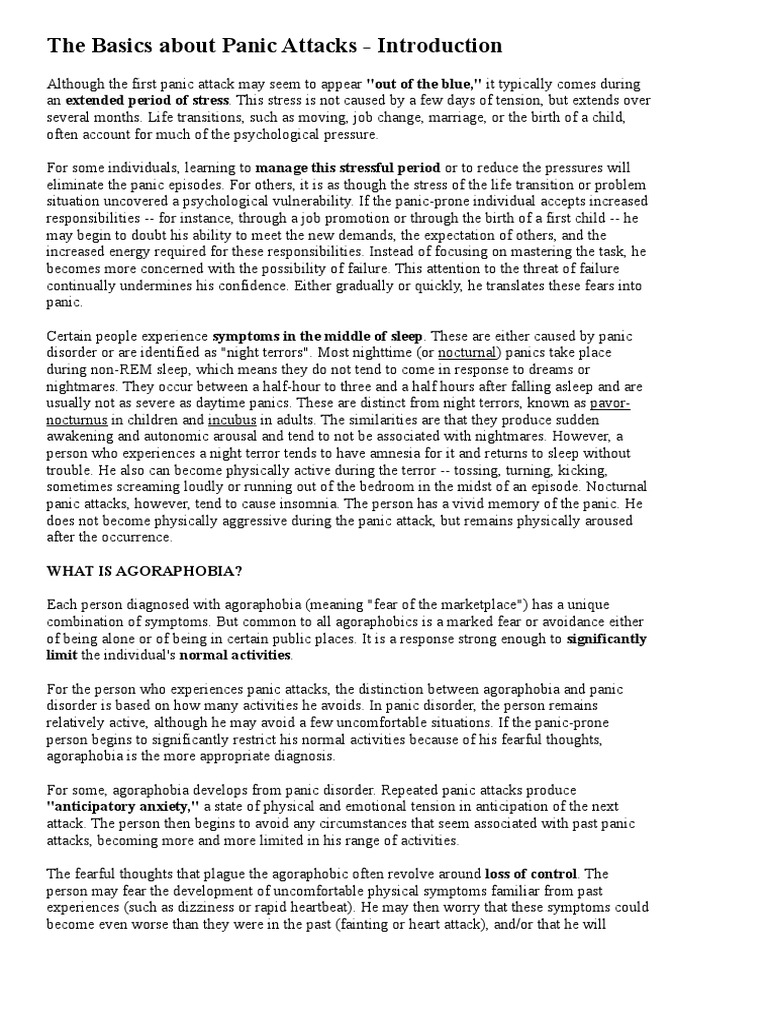 The Basics About Panic Attacks | PDF | Panic Disorder | Agoraphobia