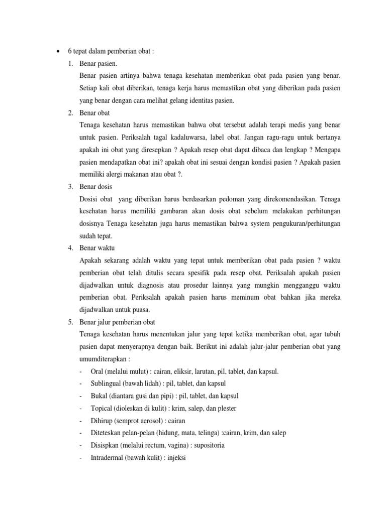 6 Prinsip Pemberian Obat yang Tepat | PDF