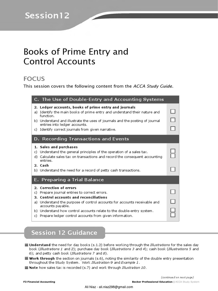F3-12 Books of Prime Entry and Control Accounts | Download Free PDF ...
