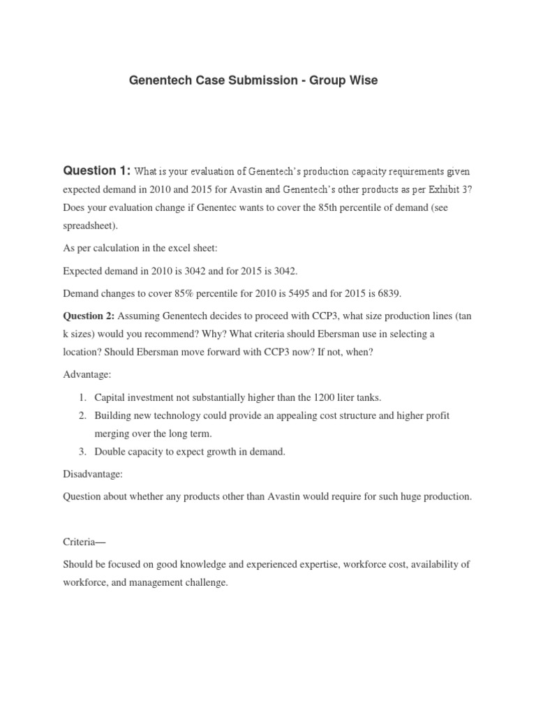 Genentech Case Submission | PDF