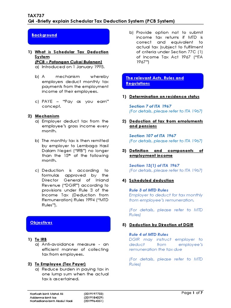 Q4 PCB | PDF | Tax Deduction | Employment