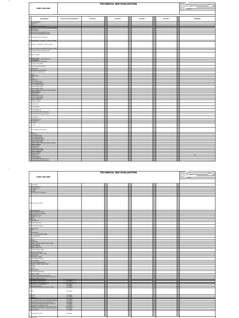 Technical Bid Evaluation Form | PDF | Valve | Pressure