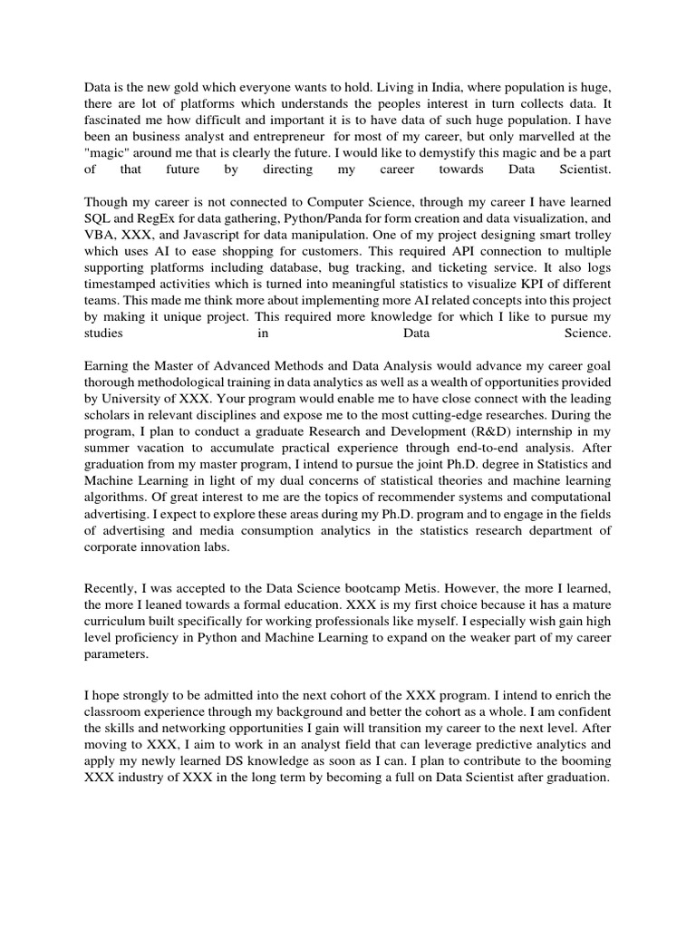 Sop | PDF | Data Science | Machine Learning