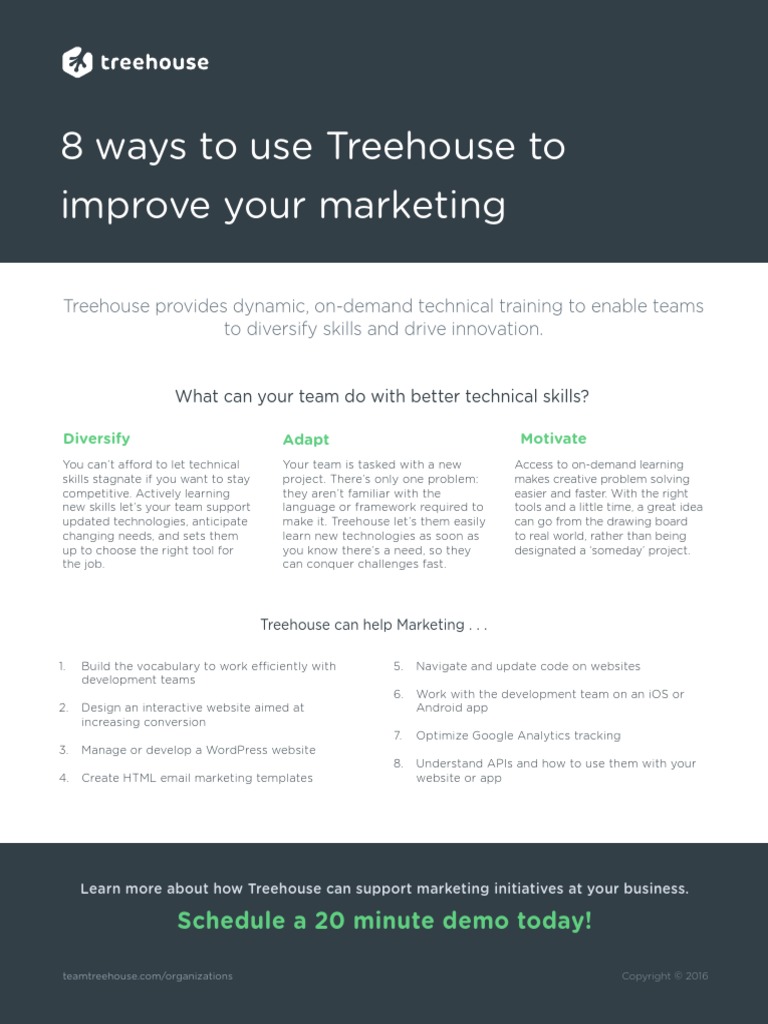8 Ways To Use Treehouse To Improve Your Marketing: Schedule A 20 Minute ...