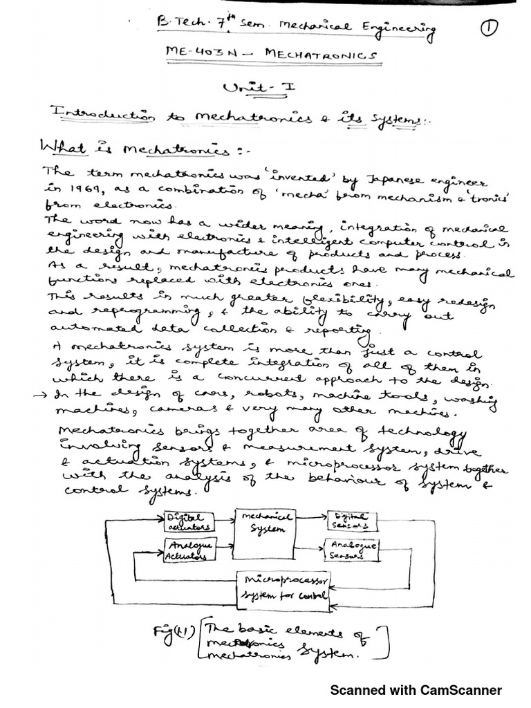 Mechatronics Notes | PDF