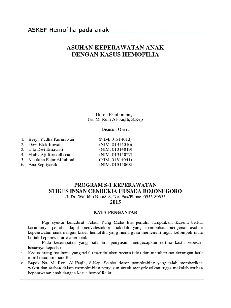 ASKEP Hemofilia Pada Anak | PDF