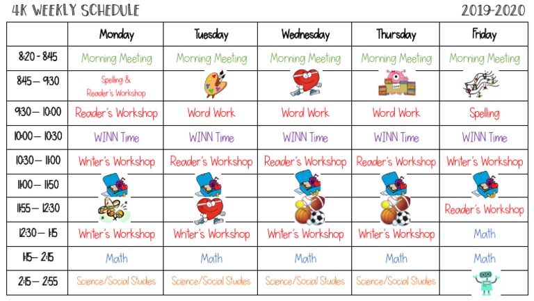 4K Weekly Schedule 2019-2020 | PDF | Career & Growth