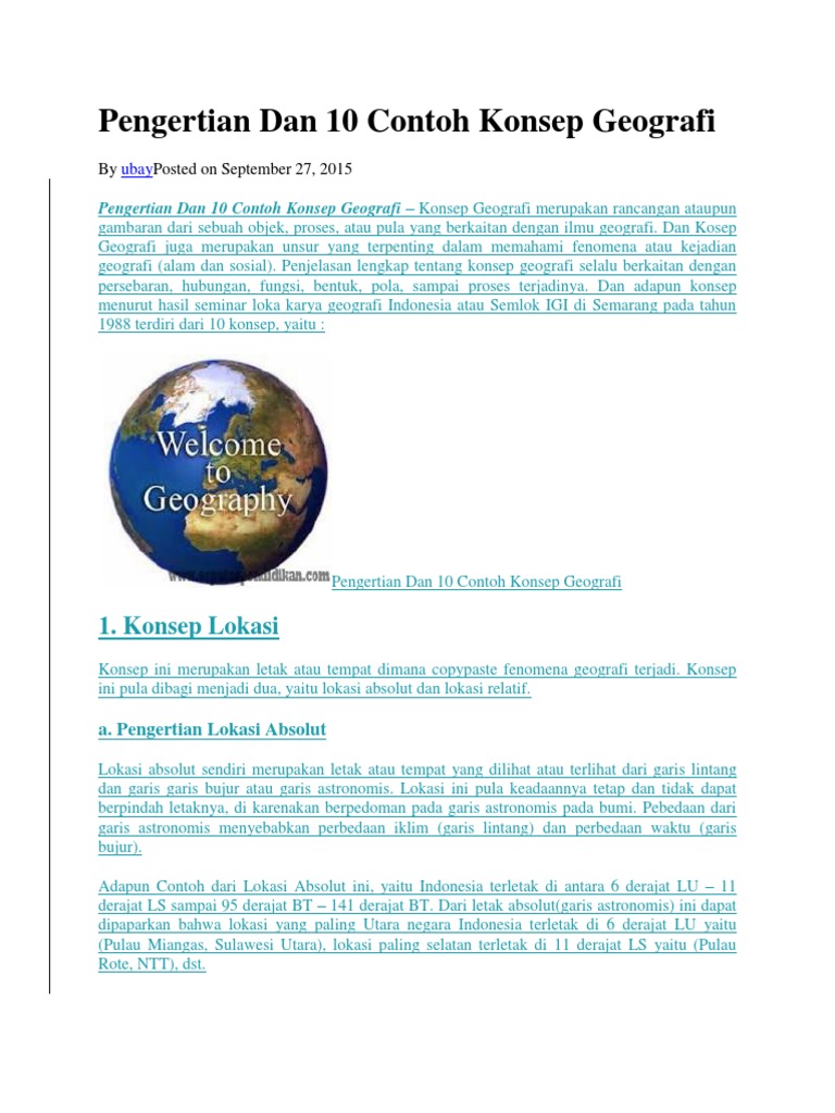 Pengertian Dan 10 Contoh Konsep Geografi | PDF
