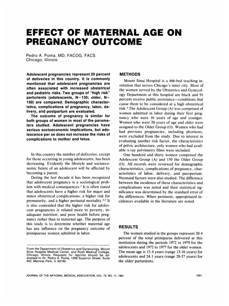 Maternal Age Effect On Pregnancy | PDF | Caesarean Section | Childbirth
