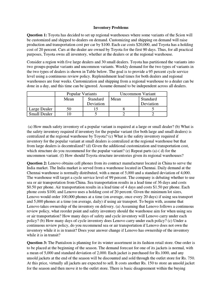 iNVENTORY PROBLEMS TO BE SOLVED | PDF | Lenovo | Inventory