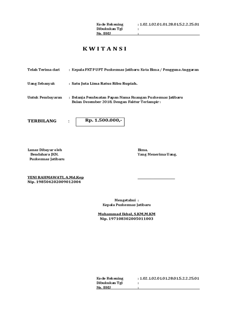 Kwitansi Words Jatibaru | PDF
