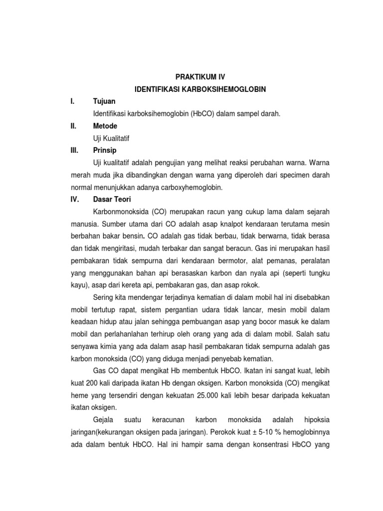 Identifikasi Karboksihemoglobin dalam Darah | PDF