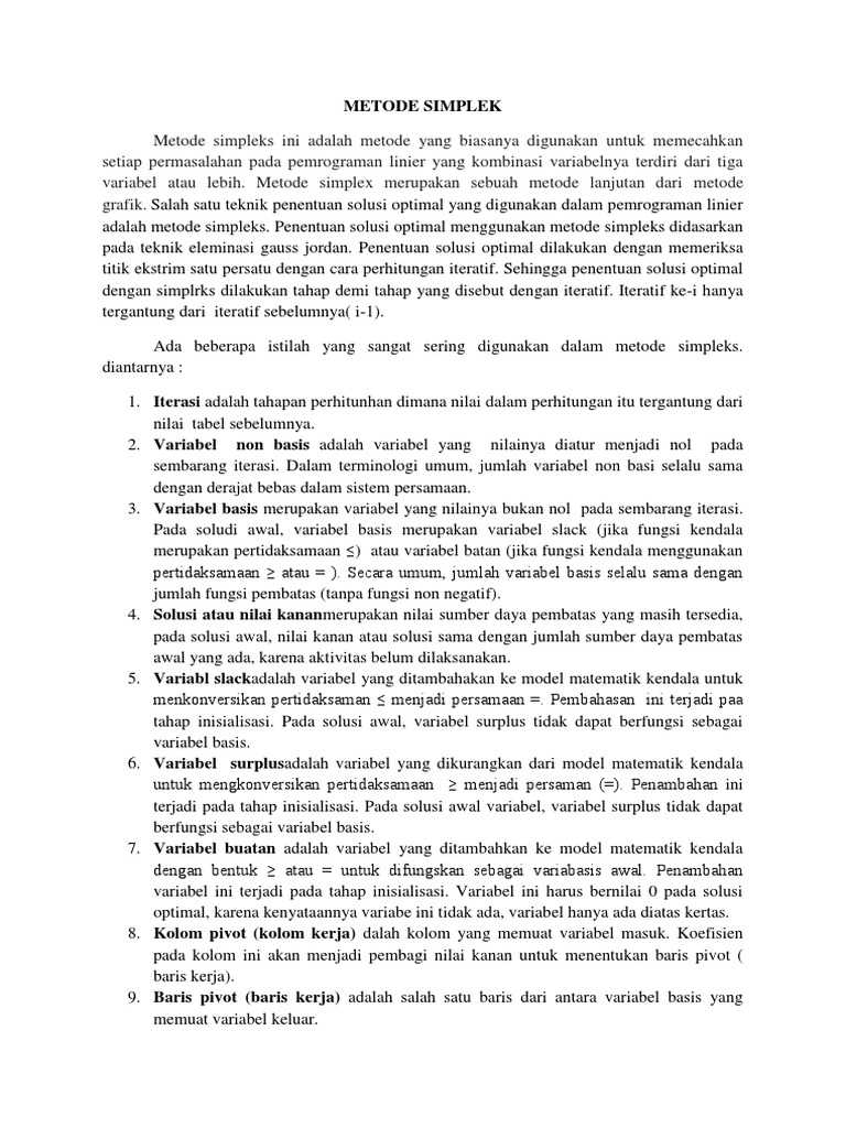 Metode Simplek | PDF | Metode & Bahan Ajar | Komputer