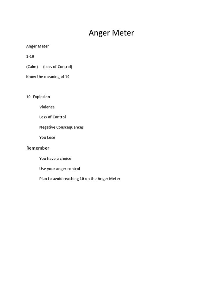 Anger Meter: Anger Meter 1-10 (Calm) - (Loss of Control) Know The ...
