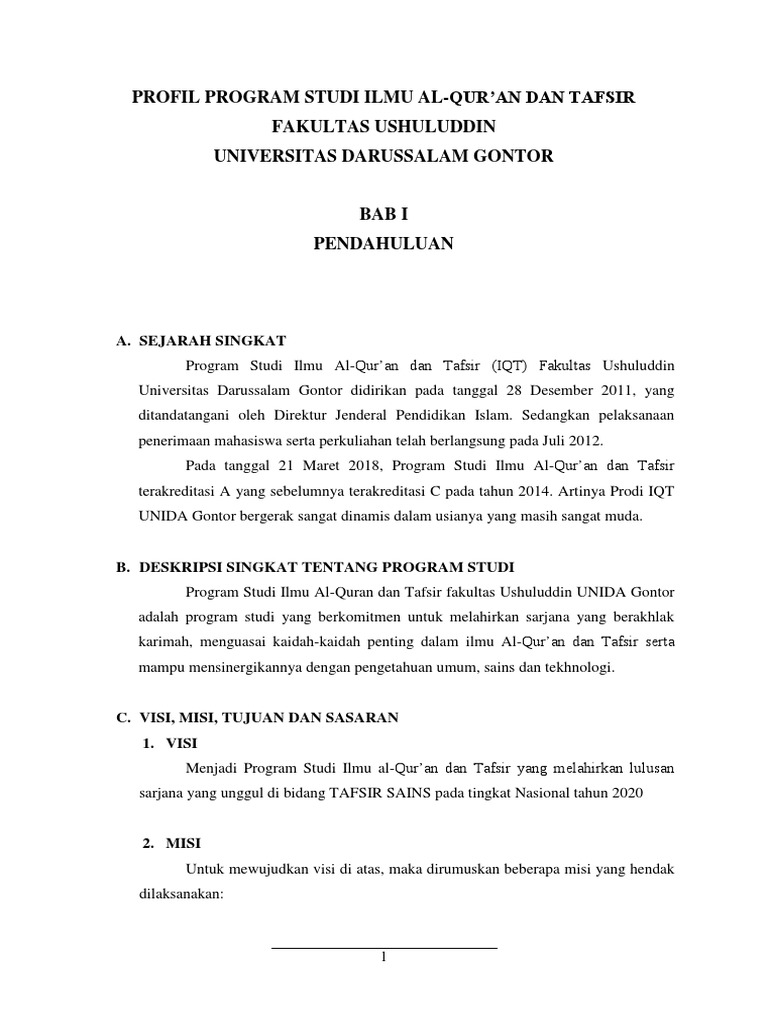 Profil Prodi Lengkap PDF | PDF