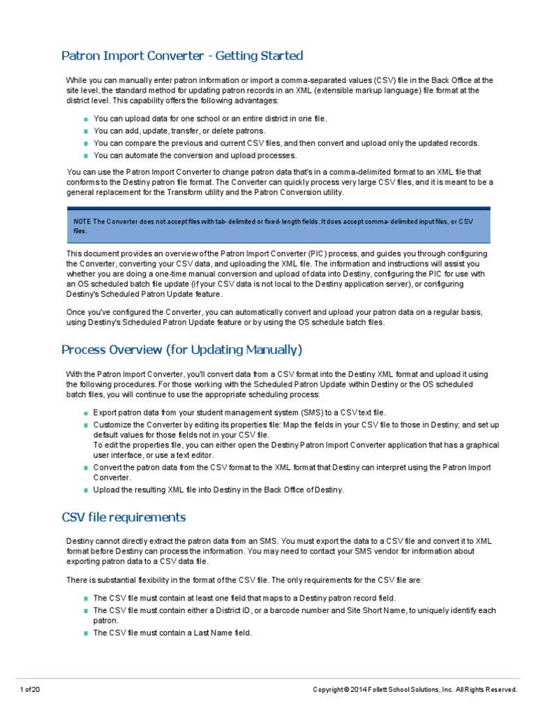 Destiny - Getting Started With Patron Import Converter | PDF | Comma ...