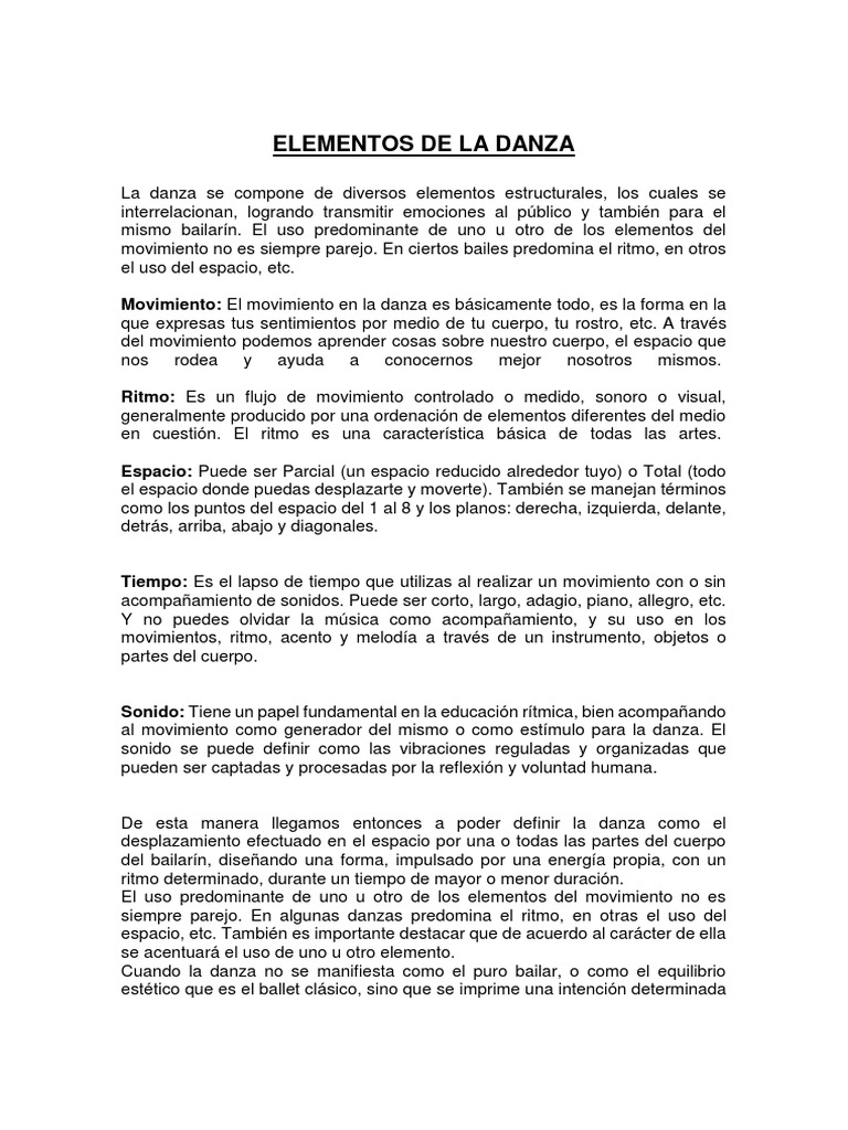 Elementos de La Danza | PDF | Bailes | Ritmo