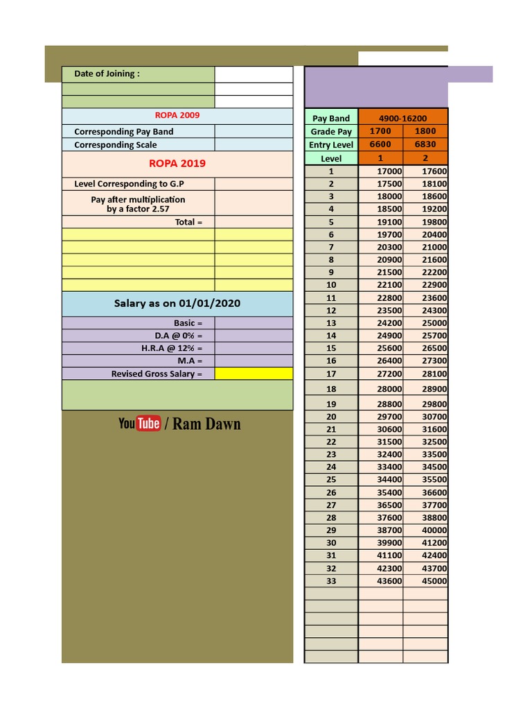 ROPA 2019 Pay Matrix Overview | PDF | Algebra | Linear Algebra
