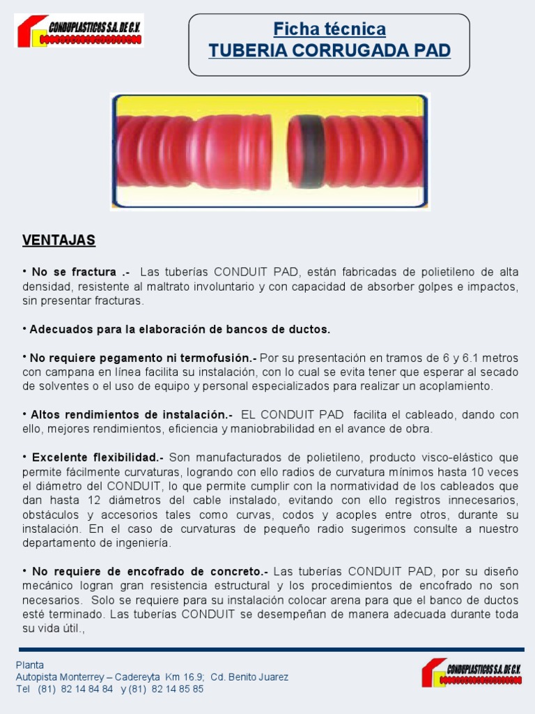 Tuberia Conduit PAD | PDF | Tubería (transporte de fluidos) | Naturaleza