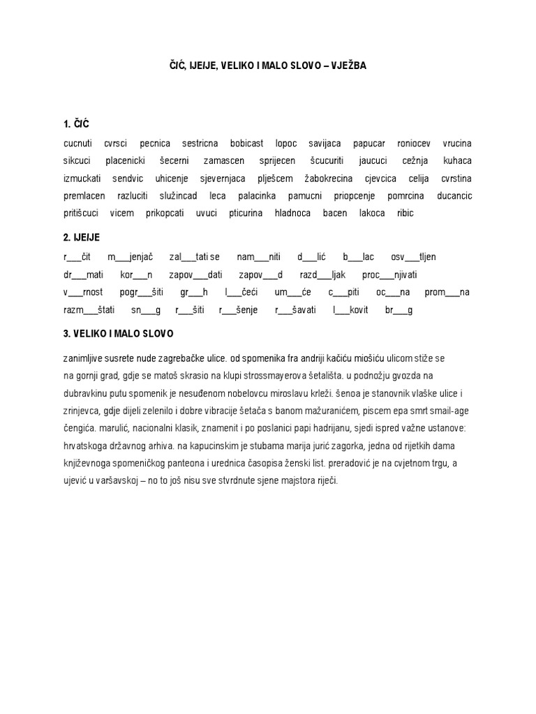 Pravopisne Vježbe | PDF