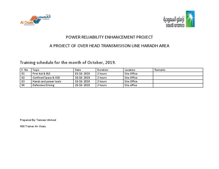Training Schedule | PDF
