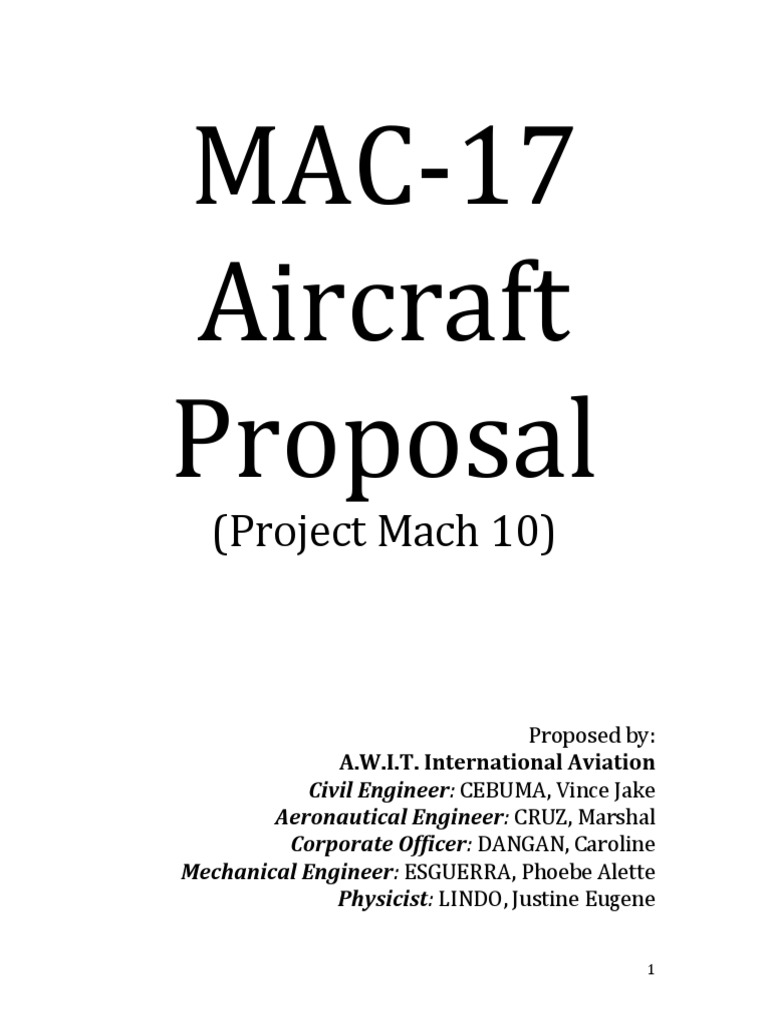 MAC-17 Aircraft Proposal: (Project Mach 10) | PDF | Mach Number ...