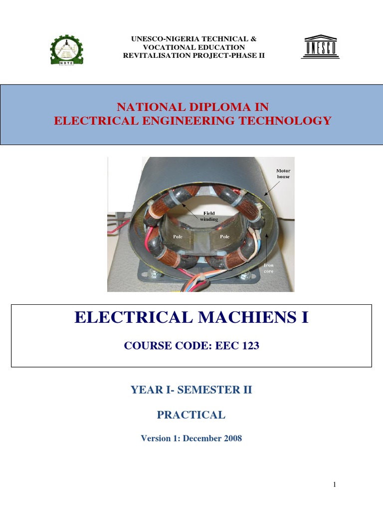EEC 123 Practical PDF | PDF | Electric Motor | Electric Generator